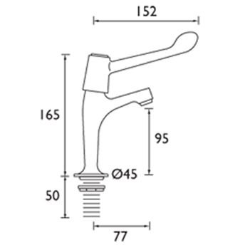 6 Inch Lever Operated Sink Taps For Wrist Operation