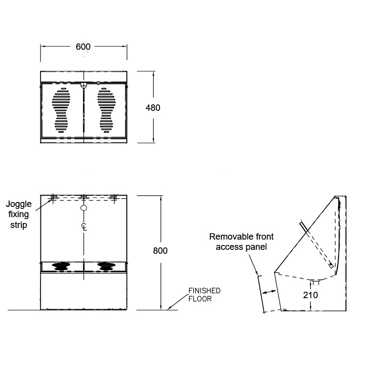 Wudu Foot Wash Trough Single Station Stainless Steel