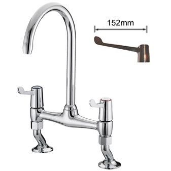 Bridge Deck Lever Sink Mixer Tap With Swan Neck Spout