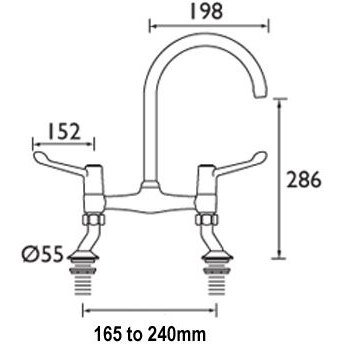 Bridge Deck Lever Sink Mixer Tap With Swan Neck Spout