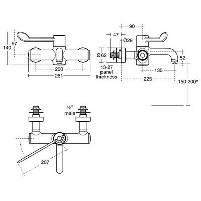 Armitage Shanks Markwik 21 A6060AA HTM64 Hospital Lever Tap