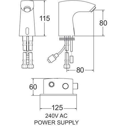 Infra Red Sensor Tap Battery and Mains Supply