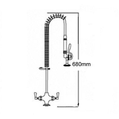 Short Pre Rinse Spray Unit Single Pedestal Pot Wash Tap
