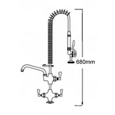 Short Pre Rinse Spray Unit Single Pedestal Pot Wash Tap