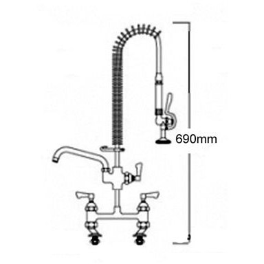 Short Pre Rinse Spray Tap With Pot Filler: Twin Pedestal