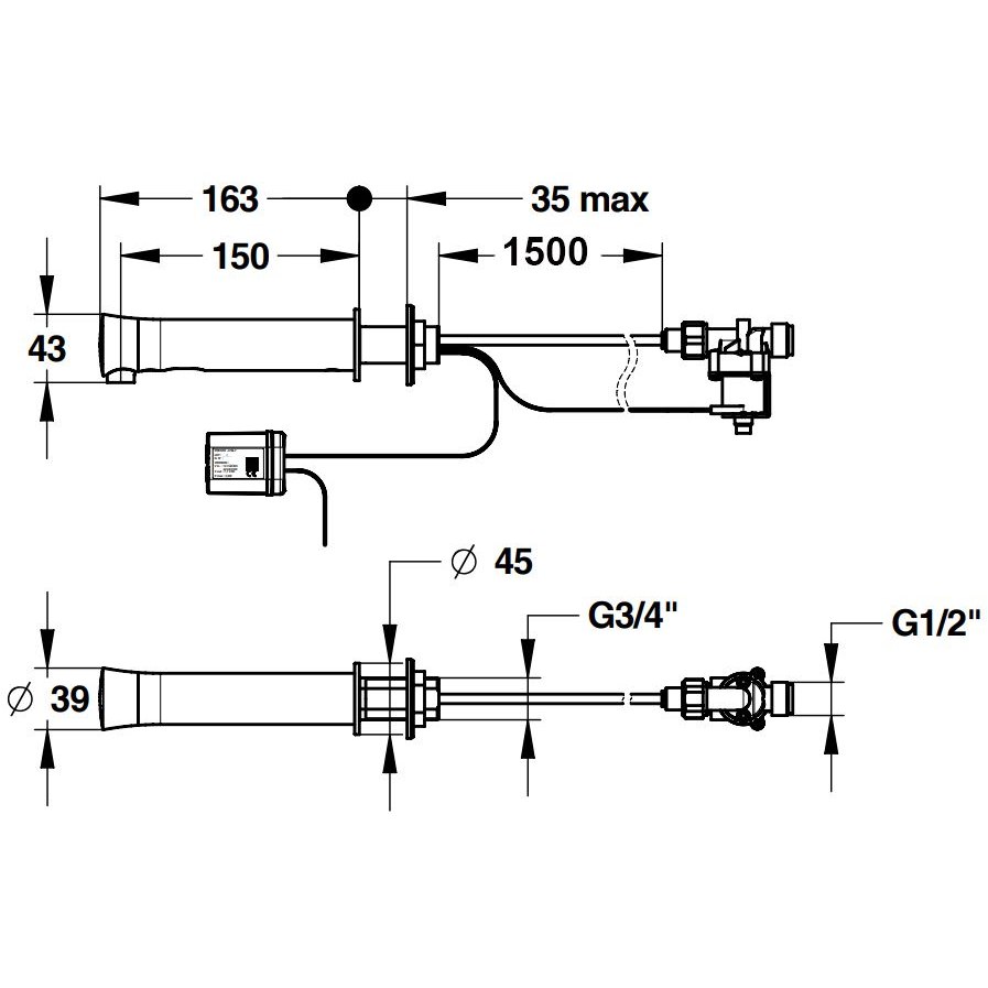Wall Mounted Sensor Operated Tap With Battery Supply
