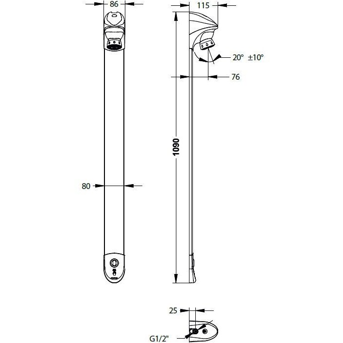 Compact Sports Shower Panel Wall Mounted: Time Flow Valve