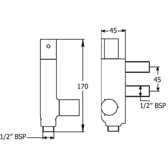 L Shaped Thermostatic Shower Bar Valve