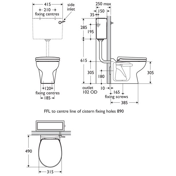 Infant Height Back To Wall WC Pan Contour 21 School WC Pans