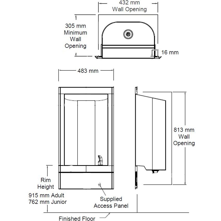 Stainless Steel Recessed Drinking Fountain