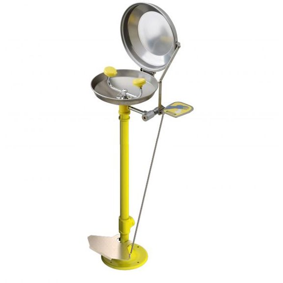 Freestanding Foot Operated Eye Wash Fountain With Lid