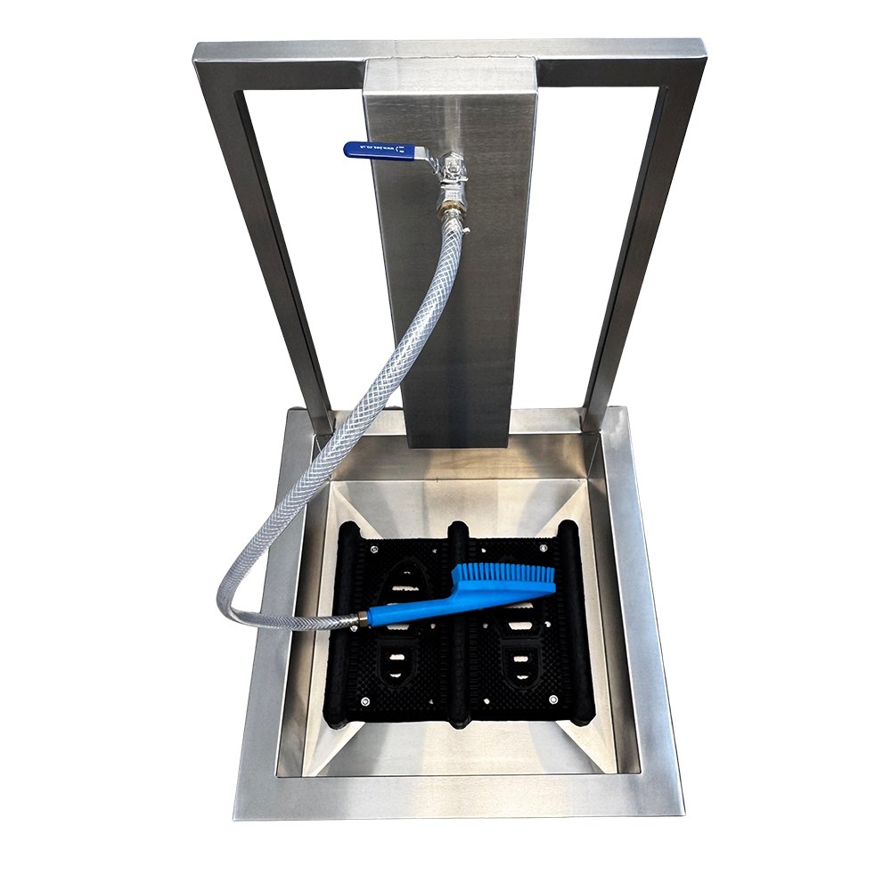 Stainless Steel Boot Wash Unit With Hose And Brush