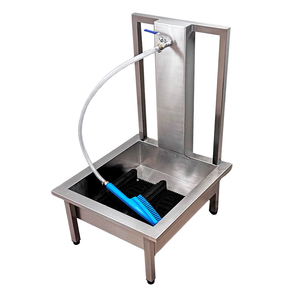 Stainless Steel Boot Wash Unit With Hose And Brush