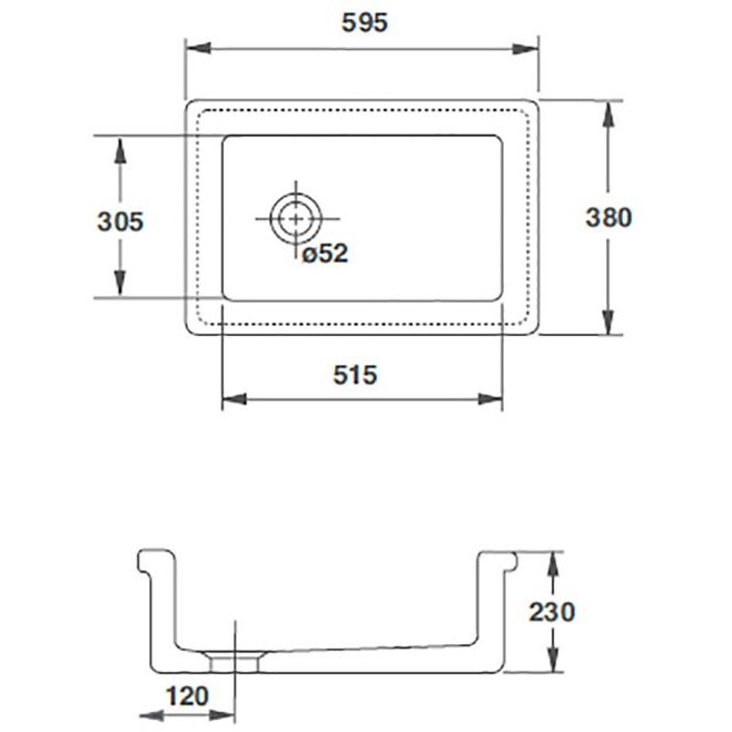 Washware Essentials Ceramic Lab Sinks 595mm Wide