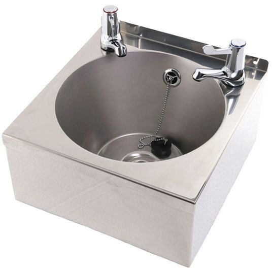 Stainless Steel Compact Wash Basin With Lever Taps In Stock