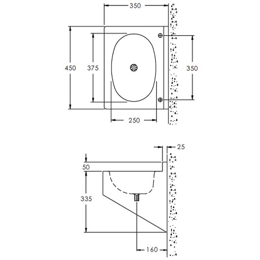 Security Wash Basin Stainless Steel Wall Mounted