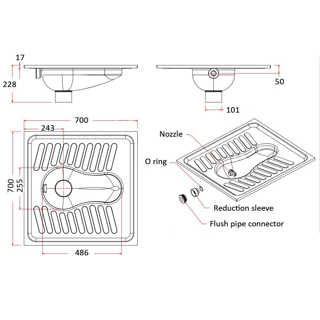 Stainless Steel Squatting Pan Or Squat Toilet
