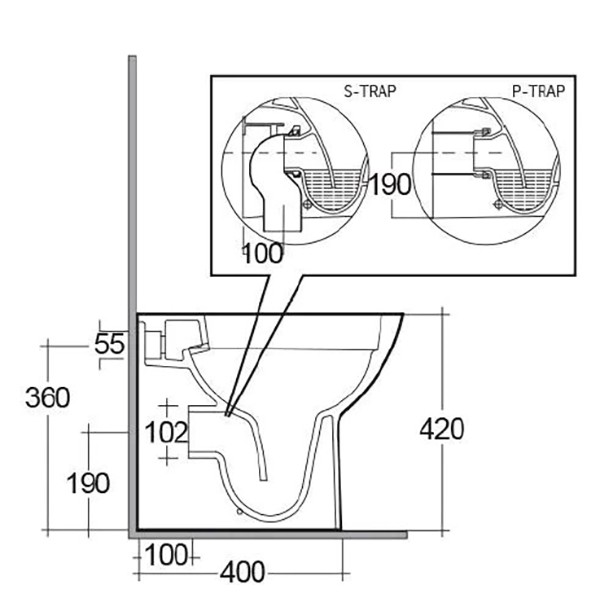 Rimless Back To Wall Ceramic Toilet