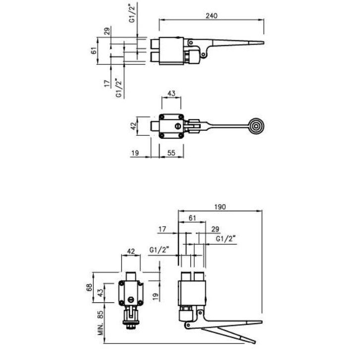 Foot Operated Pedal Tap - Wall Mounted