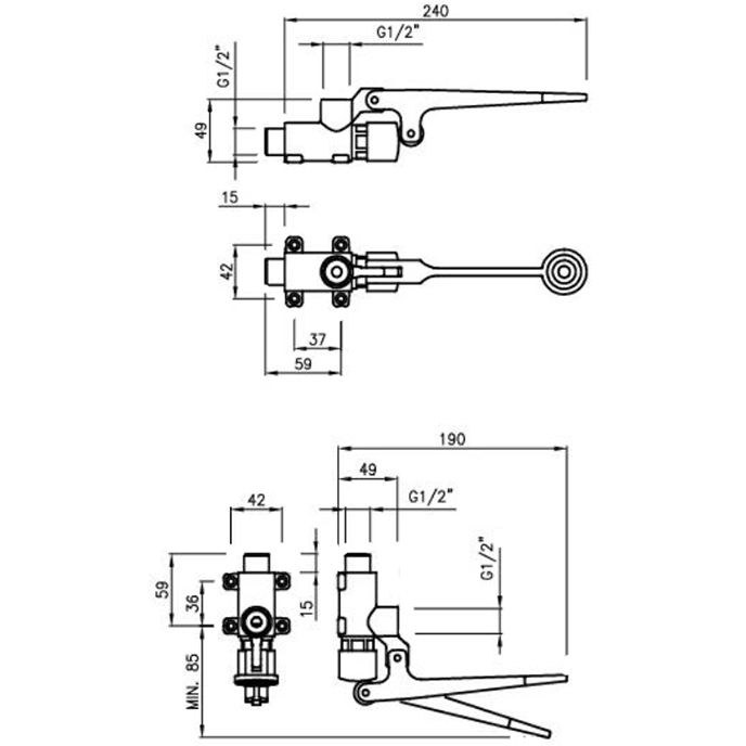 Foot Operated Lever Tap - Floor Mounted Tap.