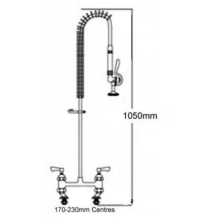 Catering Pre Rinse Spray Tap Twin Pedestal Twin Water Supply