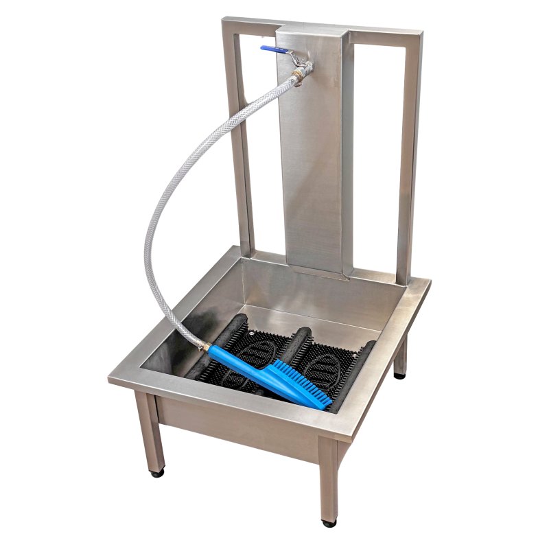 Stainless Steel Boot Wash Unit With Hose And Brush