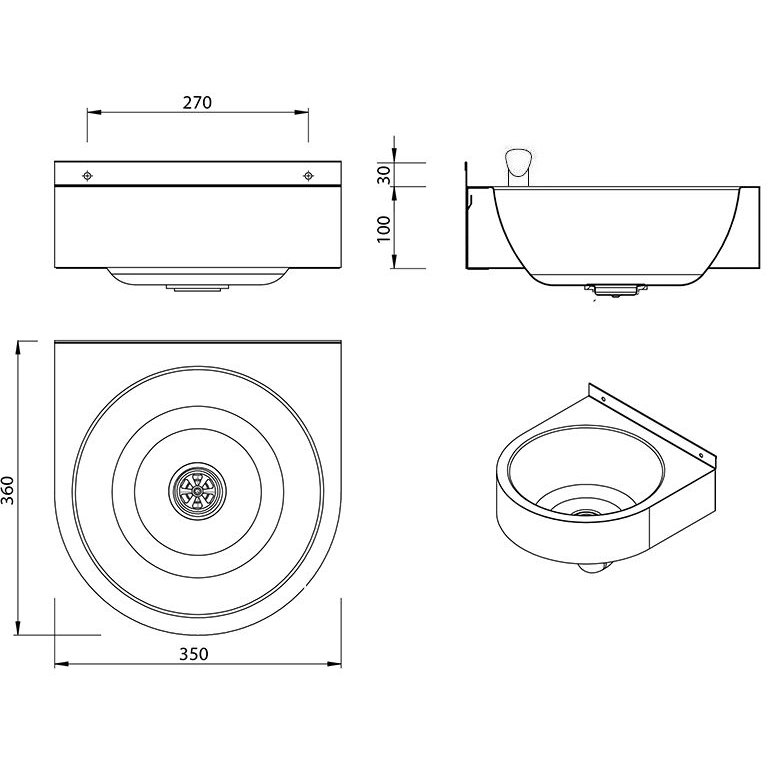Round Wash Basin - Stainless Steel