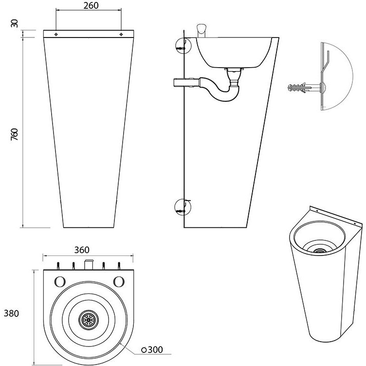 Junior Height Floor Standing Round Wash Basin