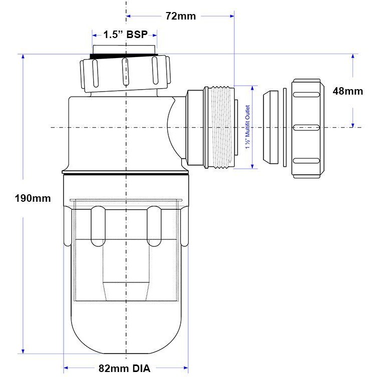 Resealing Plastic Bottle Trap 38mm