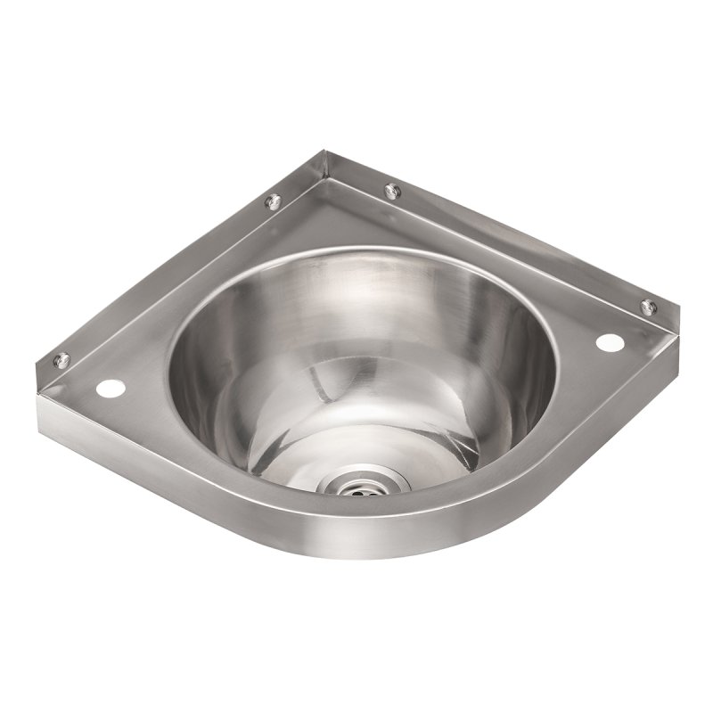 Stainless Steel Corner Wash Basin with Polished Bowl